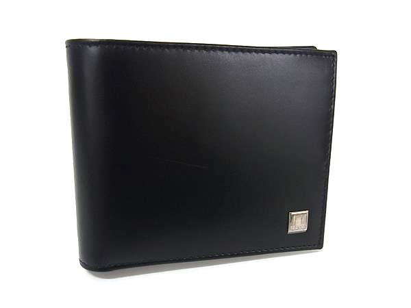 ■極美品■ dunhill ダンヒル コンフィデンシャル レザー 二つ折り 財布 ウォレット 札入れ カード入れ メンズ ブラック系 FU2103