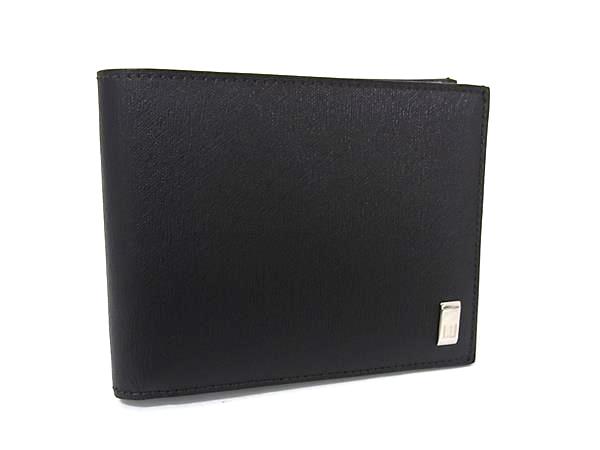 ■新品同様■ dunhill ダンヒル サイドカー レザー 二つ折り 財布 ウォレット 札入れ 小銭入れ カード入れ ブラック系 FU2109