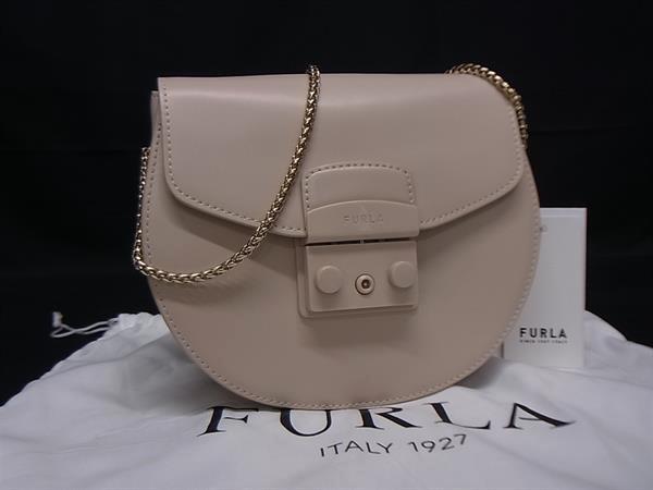 ■極美品■ FURLA フルラ BATJEP0 VNC000 メトロポリス レザー チェーン ショルダーバッグ クロスボディ ライトピンク系 FU3365