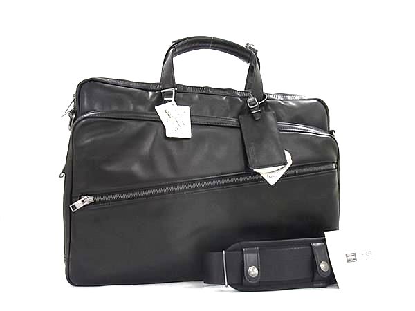 ■新品同様■ LUGGAGE LABEL ラゲッジレーベル 吉田カバン レザー 2WAY ビジネスバッグ ハンドバッグ ショルダー ブラック系 FU4203