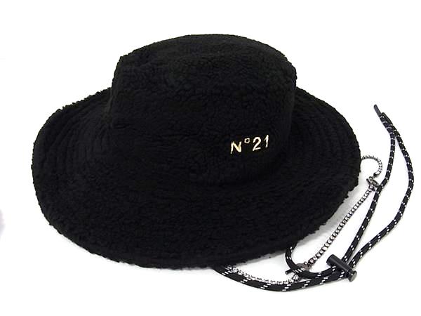 ■新品■未使用■ New Era×N°21 ニューエラ×ヌメロヴェントゥーノ ポリエステル バケットハット サイズ M/L ブラック系 FU5345