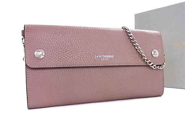 ■美品■ J＆M DAVIDSON ジェイアンドエムデヴィッドソン レザー チェーン クロスボディ ショルダーバッグ 斜め掛け ピンク系 FU5384