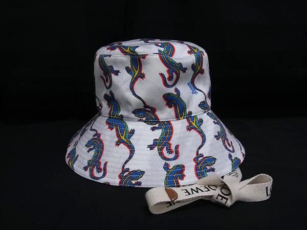 ■新品■未使用■ LOEWE ロエベ パウラズ イビザ コットン100％ フィッシャーマンハット 帽子 オフホワイト系×マルチカラー FU5417