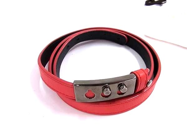 ■新品同様■ DELVAUX デルヴォー レザー シルバー金具 ベルト レディース レッド系 FU5469