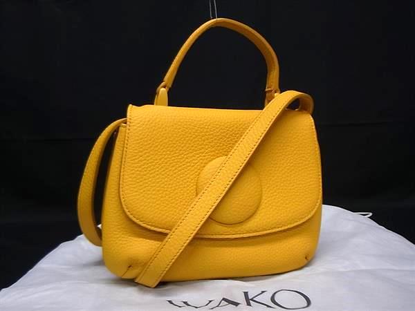 ■新品■未使用■ WAKO 和光 ワコー MANACO レザー ショルダーバッグ クロスボディ 斜め掛けかばん レディース イエロー系 FU5483