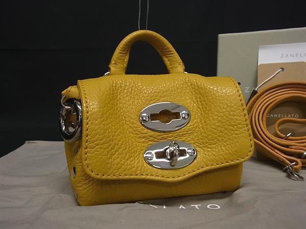 ■新品同様■ ZANELLATO ザネラート ポスティーナ ミニ レザー 2WAY ショルダーバッグ ハンドバッグ レディース イエロー系 FU5498