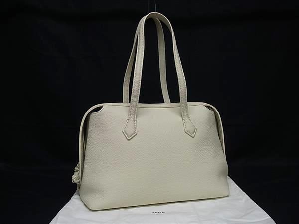 ■極美品■ VASIC ヴァジック グラフ ミニ レザー ハンドバッグ トートバッグ レディース アイボリー系 FU5552