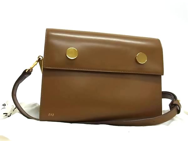 ■極美品■ RSVP Paris アールエスヴイピー パリ DUO レザー クロスボディ ショルダーバッグ 斜め掛け ブラウン系×ゴールド系 FU5553