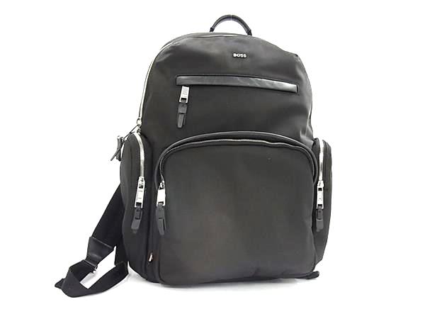 ■極美品■ HUGO BOSS ヒューゴボス 50536485 ナイロン リュックサック バックパック デイパック メンズ ブラック系 FU6811