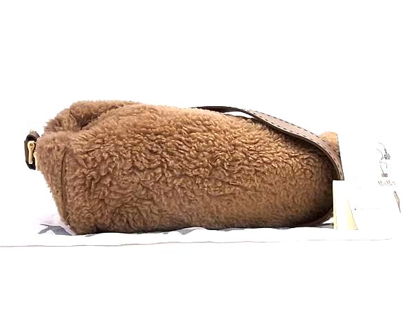 ■極美品■ Max Mara マックスマーラ テディベアロールバッグ キャメル×シルク ショルダーバッグ クロスボディ ブラウン系 FU6816