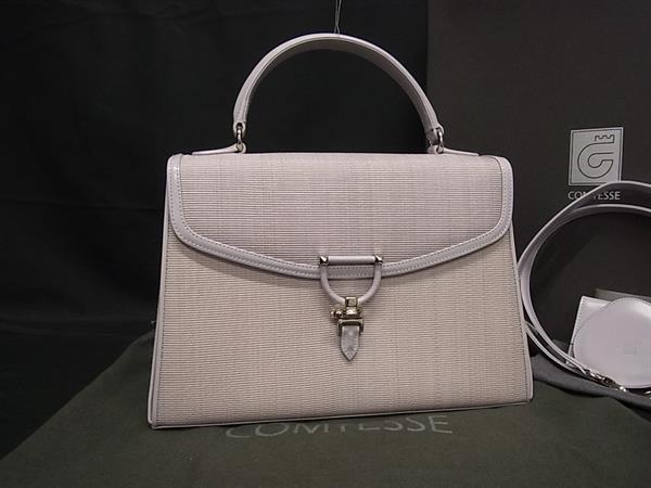 ■極上■本物■美品■ COMTESSE コンテス ホースヘア×レザー ワンハンドル 2WAY ハンドバッグ ショルダー ラベンダー系 FU6831