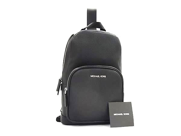 ■新品同様■ MICHAEL KORS マイケルコース レザー ワンショルダーバッグ ボディバッグ メンズ レディース ブラック系 FU6834