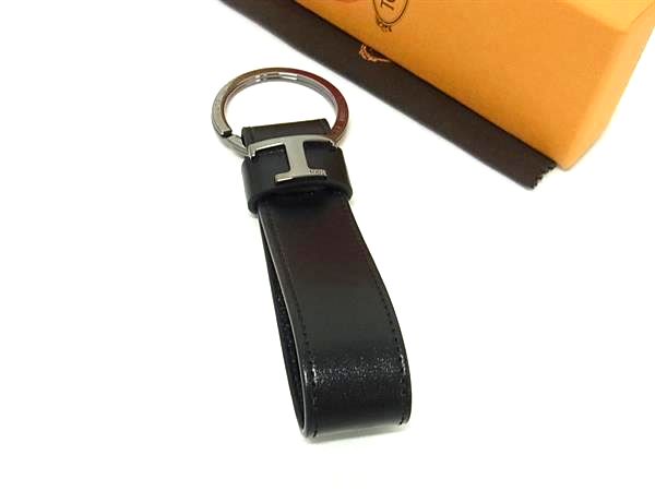 ■新品同様■ TODS トッズ Tタイムレス レザー キーリングキーホルダー アクセサリー ブラック系 FV3733