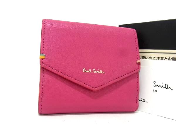■美品■ Paul Smith ポールスミス レザー 二つ折り 財布 ウォレット 札入れ 小銭入れ カード入れ レディース ピンク系 FV3740