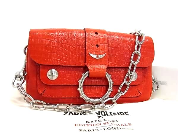 ■新品同様■ ZADIG ＆ VOLTAIRE ザディグ エ ヴォルテール  ケイト クロコダイル型押しレザー 二つ折り 長財布 ウォレット FV3759