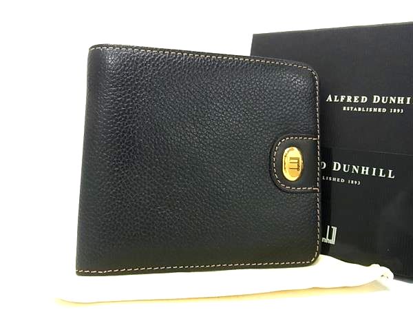 ■新品同様■ dunhill ダンヒル オックスフォード レザー 二つ折り 財布 ウォレット 札入れ 小銭入れ カード入れ ブラック系 GB2559