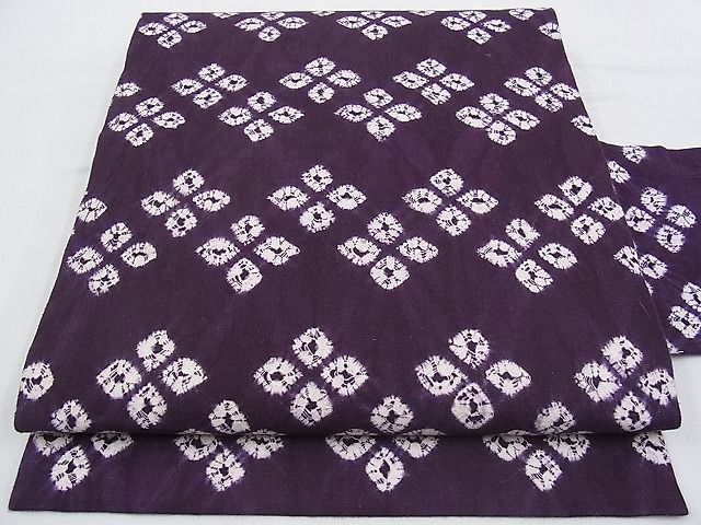 平和屋本店■極上　岩手の匠　草紫堂　南部絞り　紫根染　綿　九寸名古屋帯　花菱文　逸品　3n-zb0393