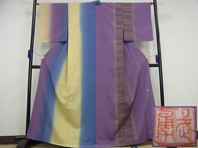 平和屋本店■極上　伝統工芸士　曽根武勇　訪問着　お召地　片身替り　逸品　未使用3s5710