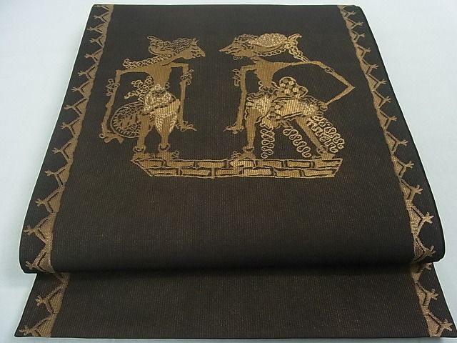 平和屋本店■極上　洛風林　工芸帯地　太鼓柄袋帯　壁画文様　金糸　逸品　4kh2015