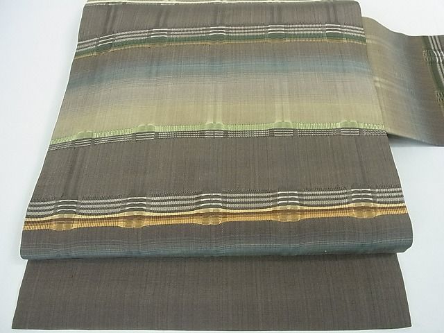 平和屋本店■極上　藤山千春　九寸名古屋帯　草木染　間道　逸品　4kh2046