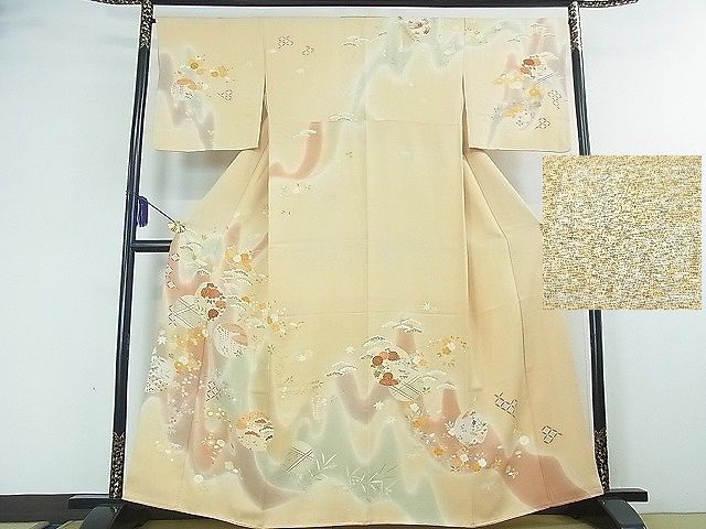 平和屋本店■極上　創業460年・千總　訪問着　駒刺繍　吉祥花文　暈し染め　金彩　小田急百貨店扱い　反端付き　逸品　3kh1778