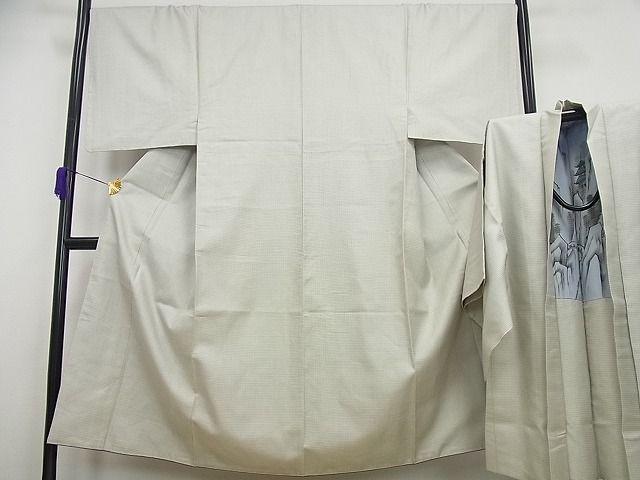 平和屋本店■極上　男性　お召　アンサンブル　１００亀甲　逸品　未使用4s173