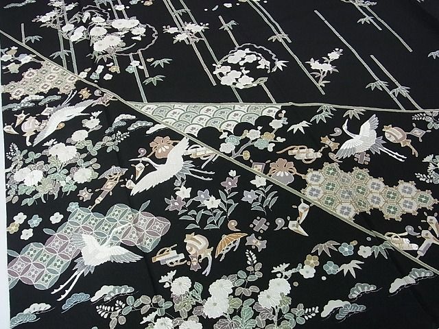 平和屋本店□極上 九寸名古屋帯 音符 譜 ショパン Chopin 黒地 逸品