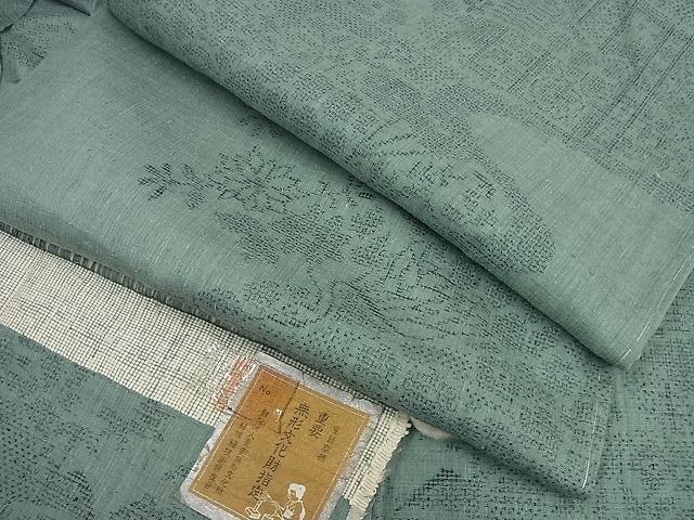 平和屋本店■極上　本場結城紬　重要無形文化財　１００亀甲　流水吉祥文　証紙付き　逸品4s282
