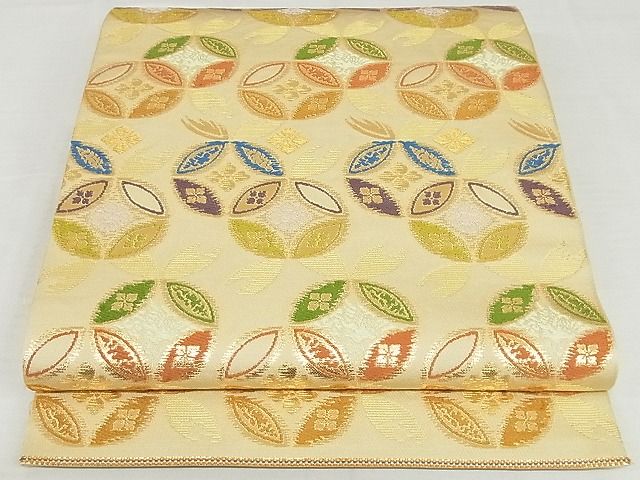 平和屋本店■極上　龍村美術織物　たつむら　六通柄袋帯　七宝輪違文　金糸　正絹　逸品　4kk10116