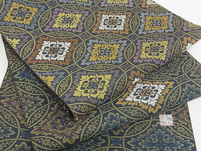 平和屋本店■極上　伝統工芸士　曽根武勇　両面全通柄袋帯　花七宝　正絹　逸品　未使用　4kk10184