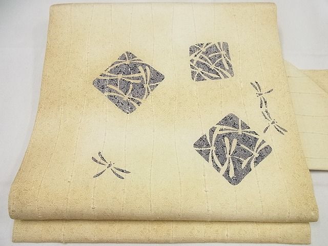 平和屋本店■極上　小紋師　藍田正雄　九寸名古屋帯　紬地　トンボ　逸品　未使用4s408