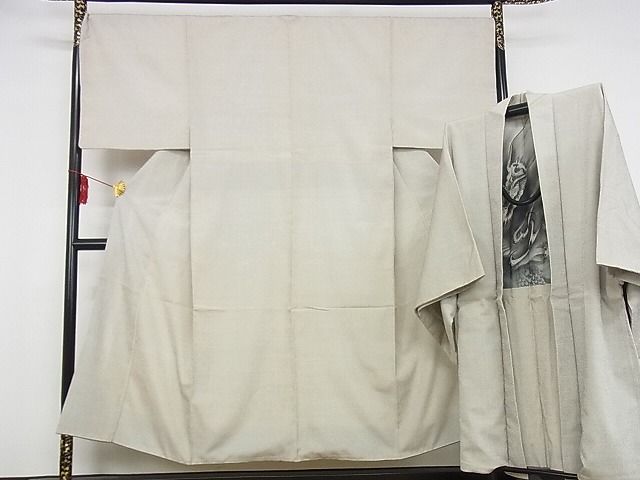 平和屋本店■極上　男性　本塩沢　アンサンブル　蚊絣　羽裏・龍　正絹　逸品　KAAA0429kk4