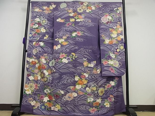 平和屋本店■極上　創業460年・千總　誰が袖好み　振袖　駒刺繍　鼓流水花文　金彩　高島屋扱い　逸品4s581