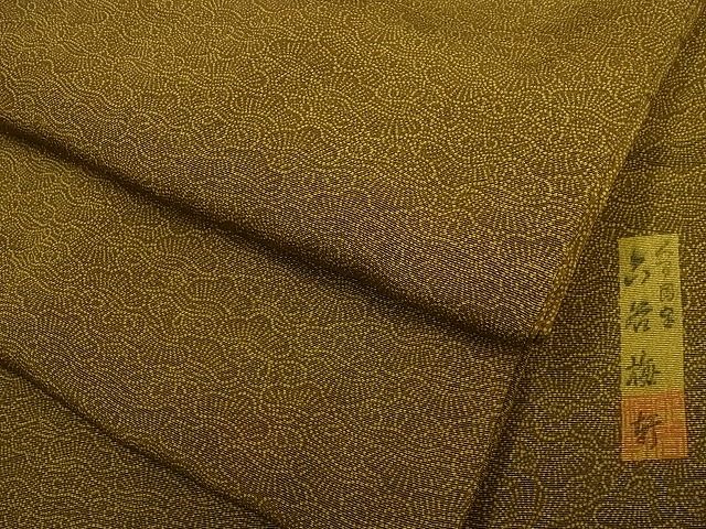 平和屋本店■極上　人間国宝　初代　六谷梅軒（六谷紀久男）錐彫り　重要無形文化　財伊勢型紙　江戸小紋　鶯茶色地　4s602