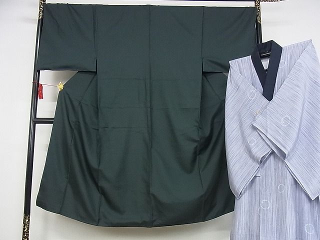 平和屋本店■極上　男性　紬・長襦袢セット　色無地　まるまなこ　百入茶　正絹　逸品　KAAA0537kk4