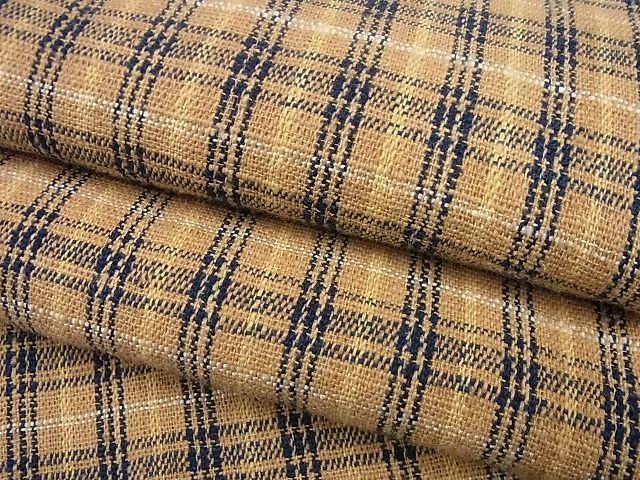 平和屋本店■極上　国指定無形文化財　丹波布　胴抜き仕立て　格子柄　逸品4s704