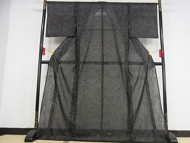 平和屋本店■極上　訪問着　無双仕立て　紗袷　紗×縦絽　唐草文　正絹　逸品　KAAA0692kk4