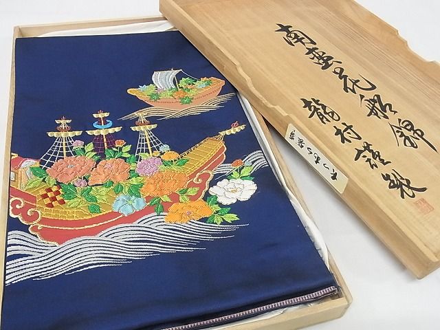 平和屋本店■極上　龍村美術織物　たつむら　六通柄　本袋帯　南蛮花船錦　金銀糸　共箱付き　正絹　逸品　KAAA0716kk4