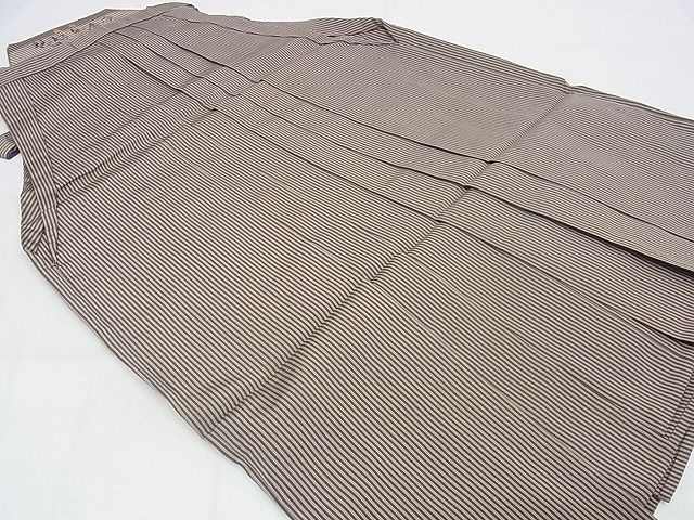 平和屋本店■極上　男性　人間国宝　甲田綏郎　精好仙台平　馬乗り袴　縞　正絹　逸品　KAAA0777kk4