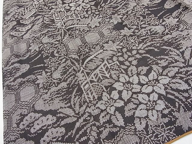 平和屋着物●本場大島紬　7マルキ　泥染め　風景草花文　逸品　DAAC6121fe