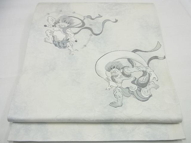 平和屋本店■極上　西陣　木野織物　菱屋善兵衛謹製　太鼓柄袋帯　風神雷神　逸品4s788