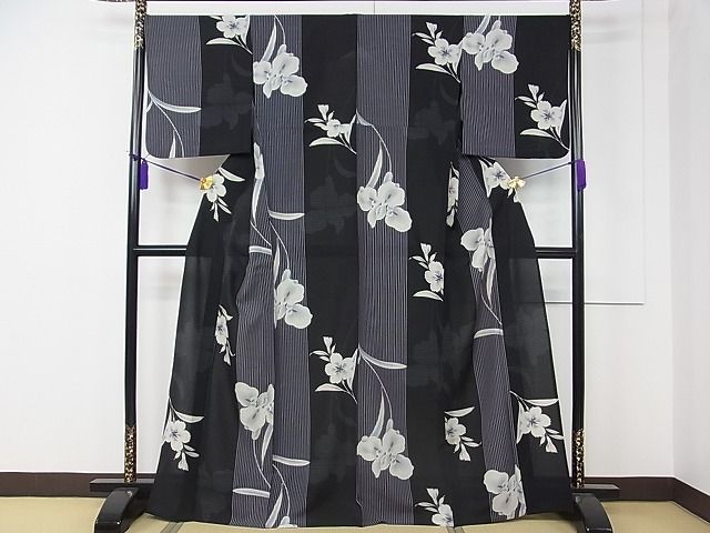 平和屋着物□極上 夏物 撫松庵 セオアルファ 小紋・浴衣兼用 椿 灰白色地