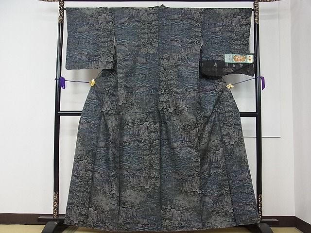 平和屋本店■極上 白泥染の第一人者・絣の魔術師 恵積五郎 本場大島紬 9マルキ 青波遊景 恵大島織物 柳田トキ子 証紙付き 逸品 CZAA0050s4