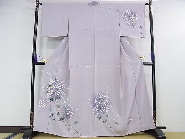 平和屋本店■極上　本加賀友禅作家　和泉衛知　訪問着　枝花文　暈し染め　藤色地　逸品　DZAA0511kh4