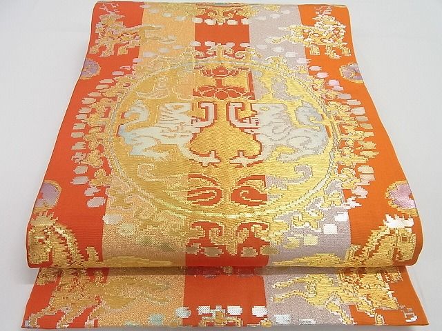 平和屋本店□最高級 龍村平蔵製 六通柄袋帯 円文白虎