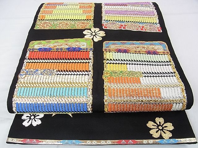 平和屋本店■極上　龍村平蔵製　本袋帯　威毛錦　黒地　金銀糸　逸品　DZAA0697kh4