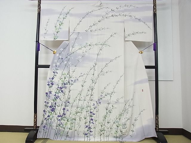 平和屋本店■極上　十日町　加賀草木友禅の第一人者　田村哲彦　訪問着　枝花文　暈し染め　逸品　CZAA0247s4