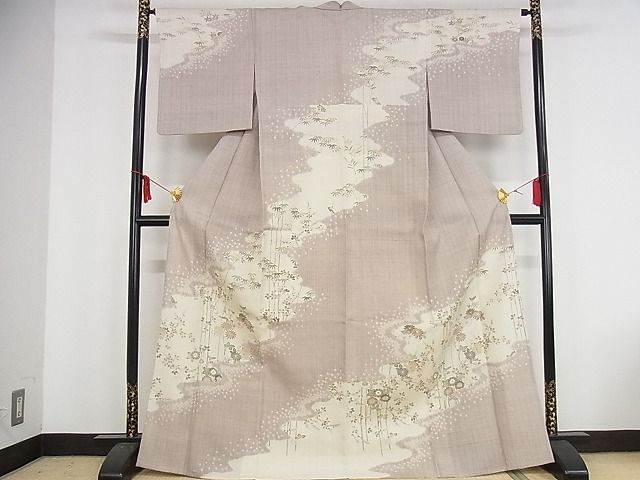 平和屋本店■極上　夏物　染織の名門　しょうざん 　生紬　訪問着　枝花文　ますいわ屋扱い　正絹　逸品　KAAA1124kk4