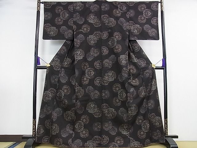 平和屋本店■極上　本場大島紬　9マルキ　地空　花絵皿　逸品　未使用　DZAA0983kh4