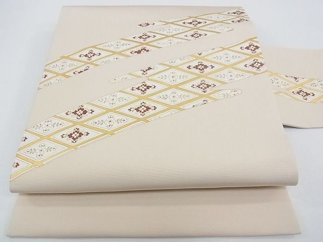 平和屋本店■極上　銀座きしや　塩瀬　九寸名古屋帯　霞花菱文　金彩　逸品　未使用　CZAA0397s4